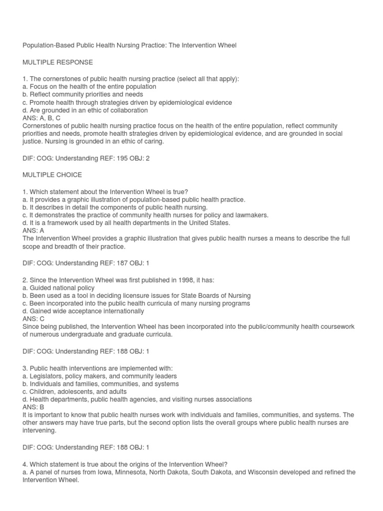 Population-Based Public Health Nursing Practice - The Intervention ...