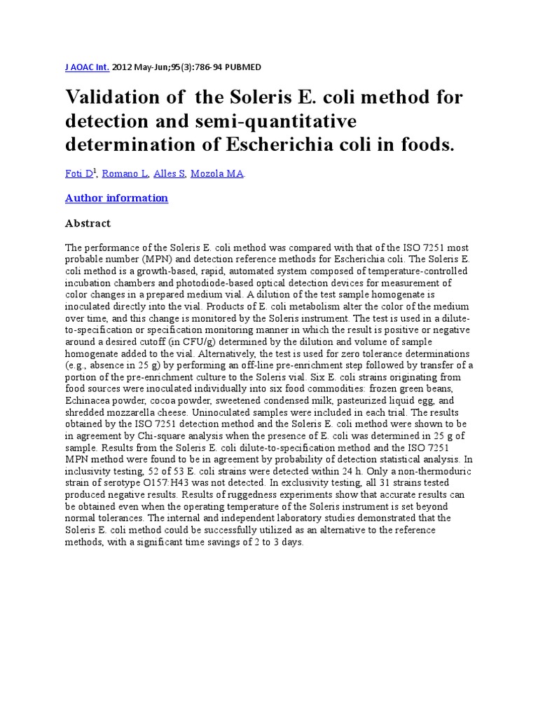 Jurnal E.COLI | PDF | Escherichia Coli | Foods