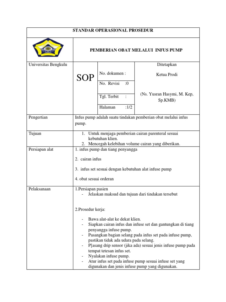 Sop Infus Pump | PDF