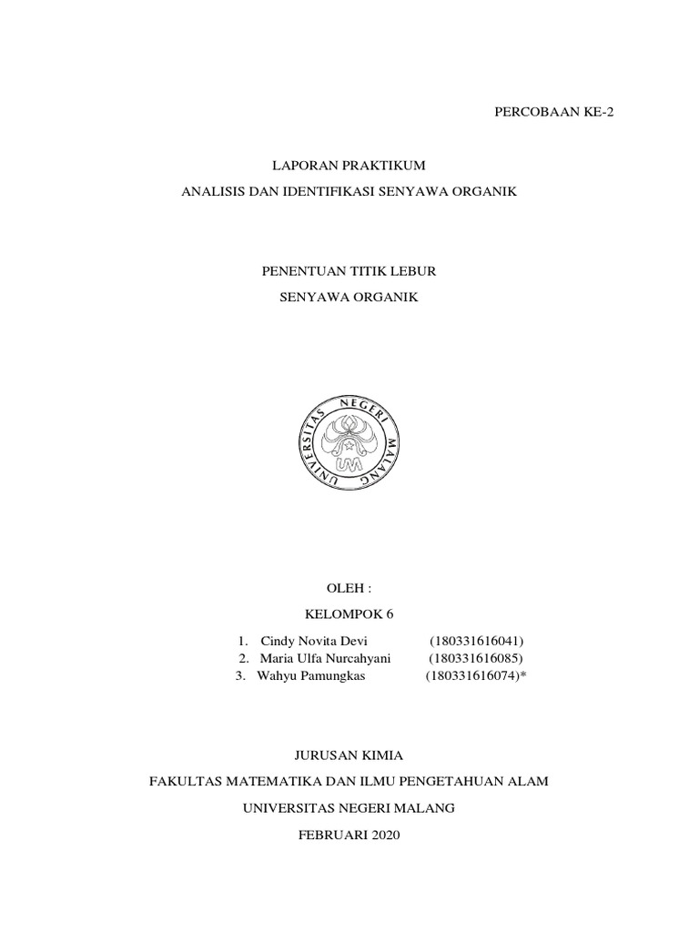 Penentuan Titik Lebur Senyawa Organik | PDF | Sains & Matematika