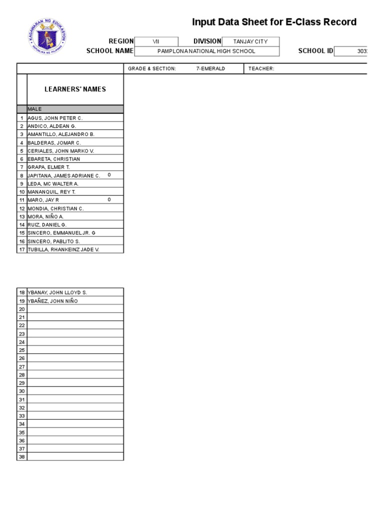 Grade-7 Attendance Sheet | PDF