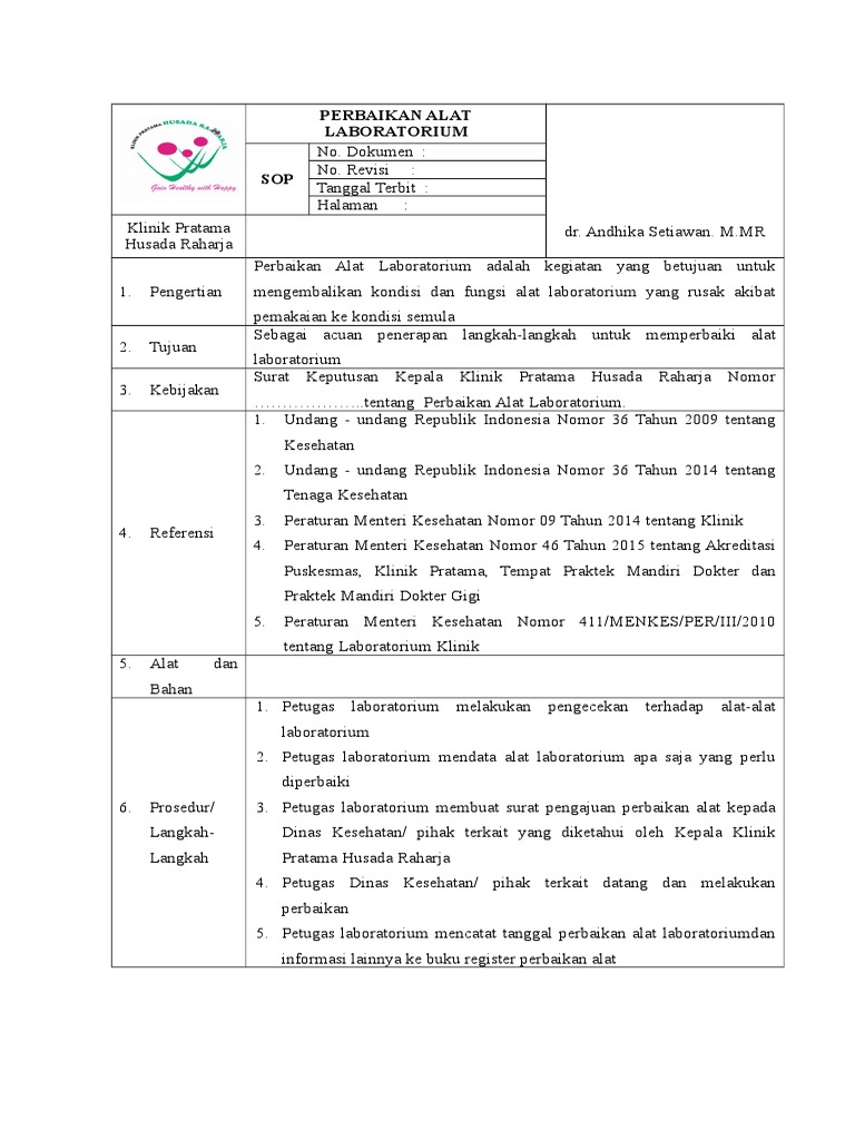 Prosedur Perbaikan Alat Laboratorium | PDF