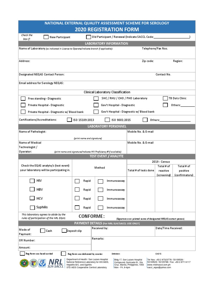 NEQAS Registration Form 2020-Serology | PDF | Business | Wellness