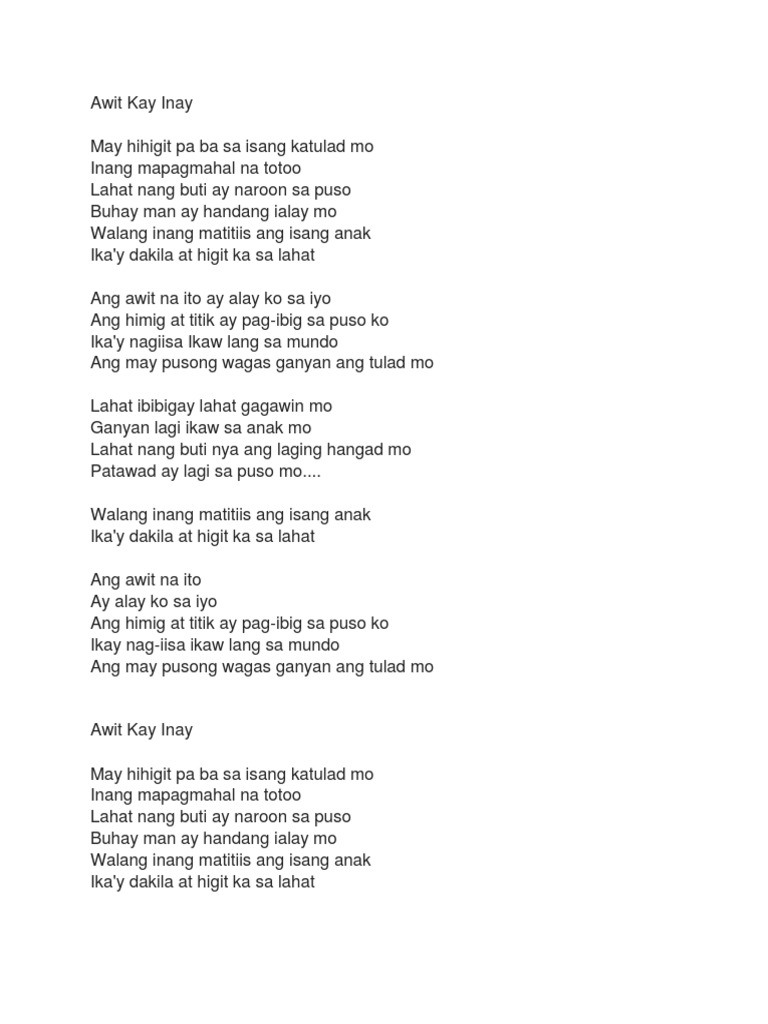 Awit Kay Inay | PDF