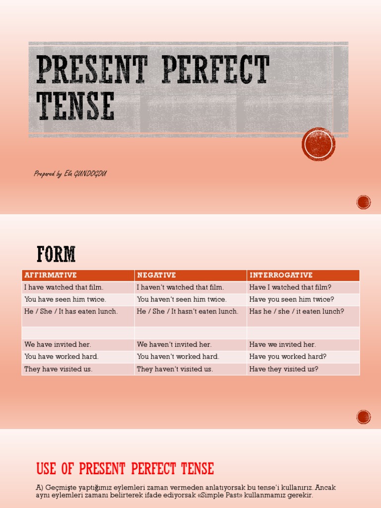 The Present Perfect Tense Grammar Guides - 89570 | PDF | Grammar ...