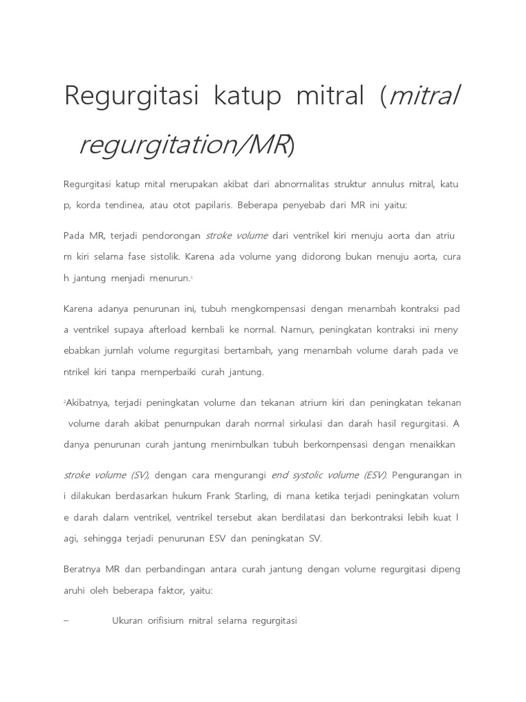 Regurgitasi Mitral Komplikasi | PDF