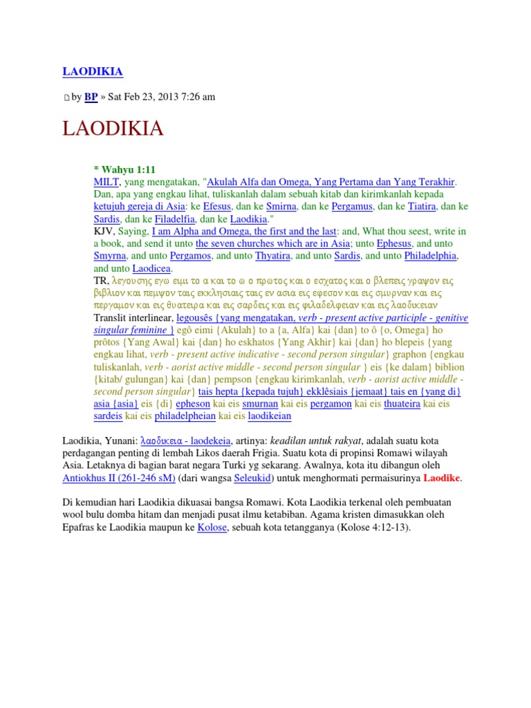 LAODIKIA | PDF | Sejarah | Agama & Spiritualitas