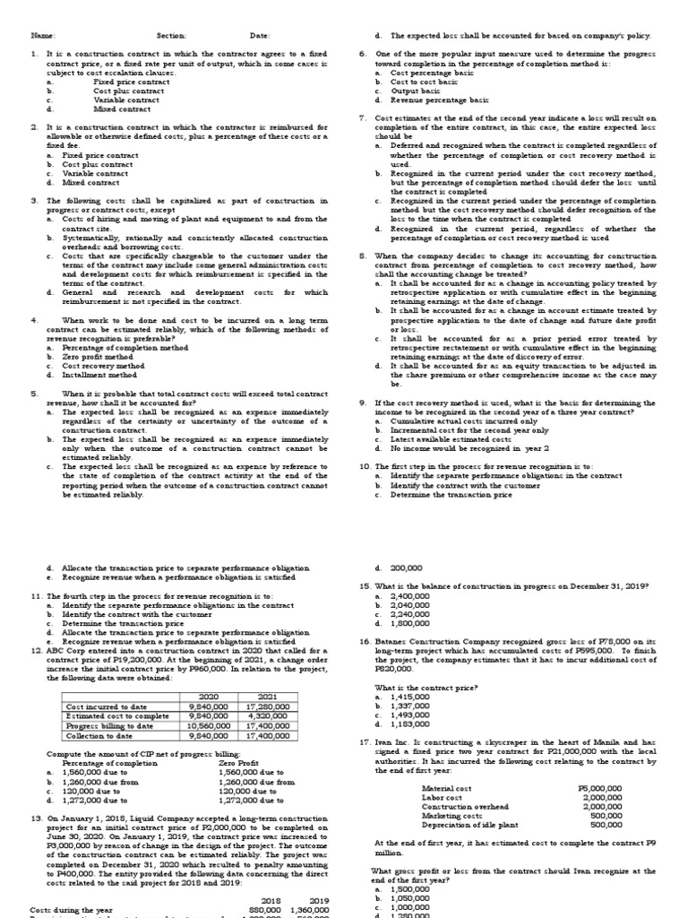 Ltcc Quiz Pdf Cost Revenue