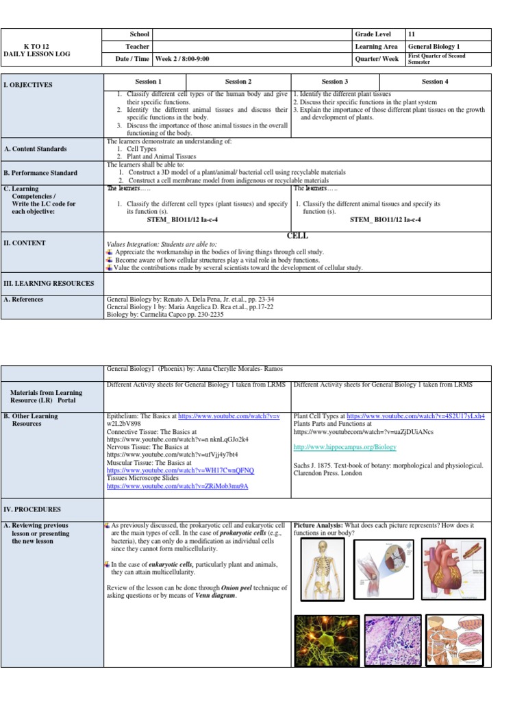 DLL SHS STEM Grade 12 - General Biology1 Quarter1 Week2 (Palawan ...