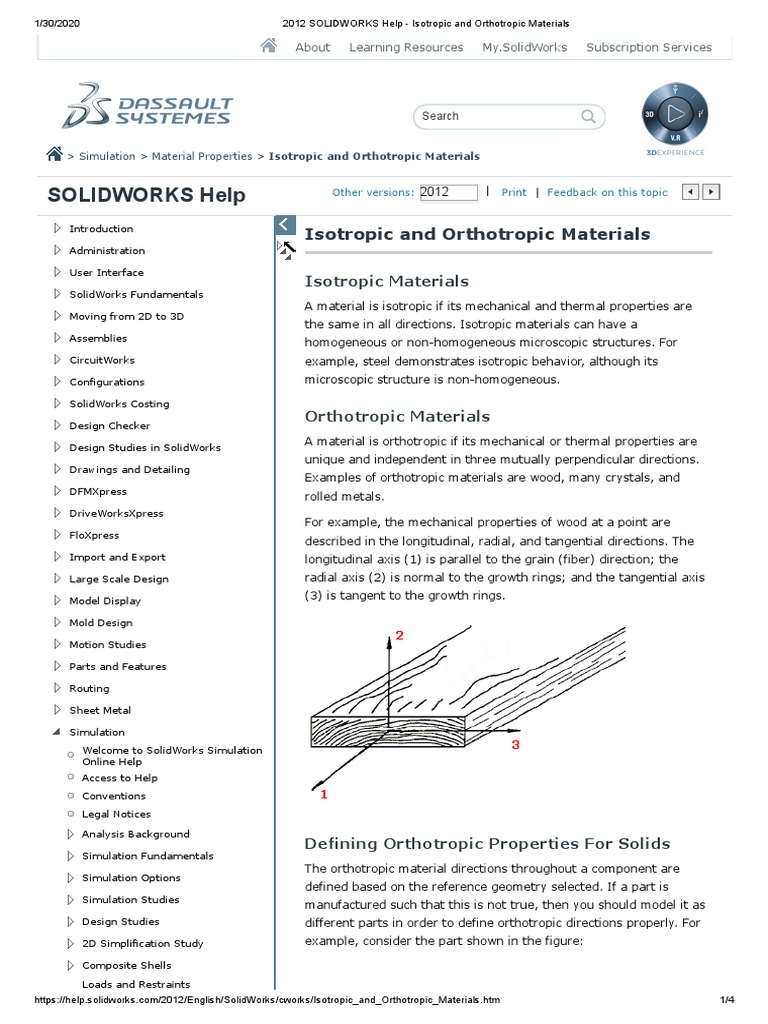 2012 SOLIDWORKS Help - Isotropic and Orthotropic Materials | PDF ...