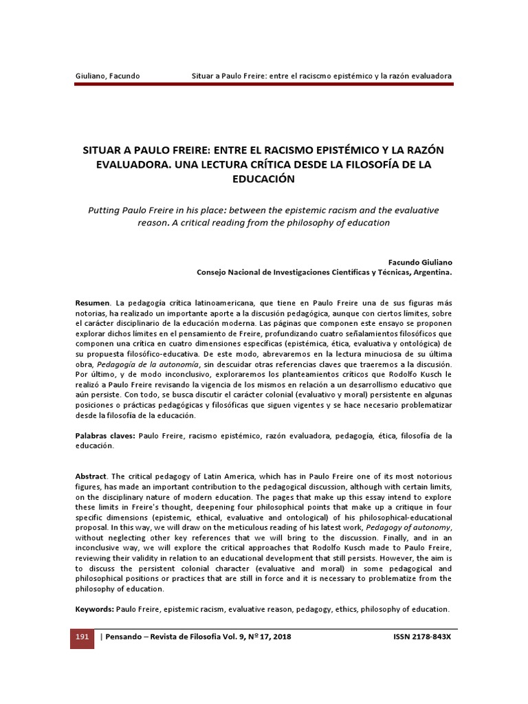 Situar A Paulo Freire PDF | PDF | Moralidad | Epistemología