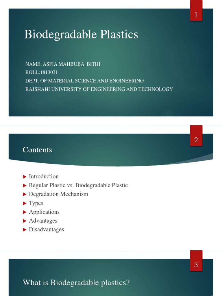 Biodegradable Plastics: Pros and Cons | PDF | Biodegradation | Plastic