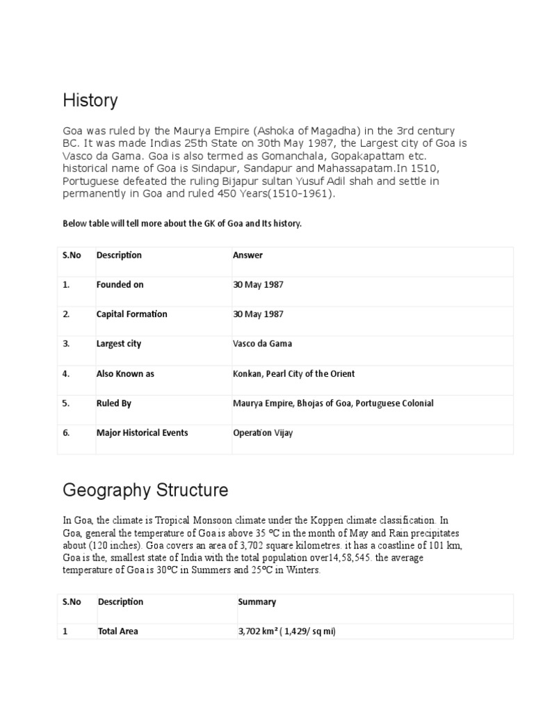 History Goa | PDF | Nature