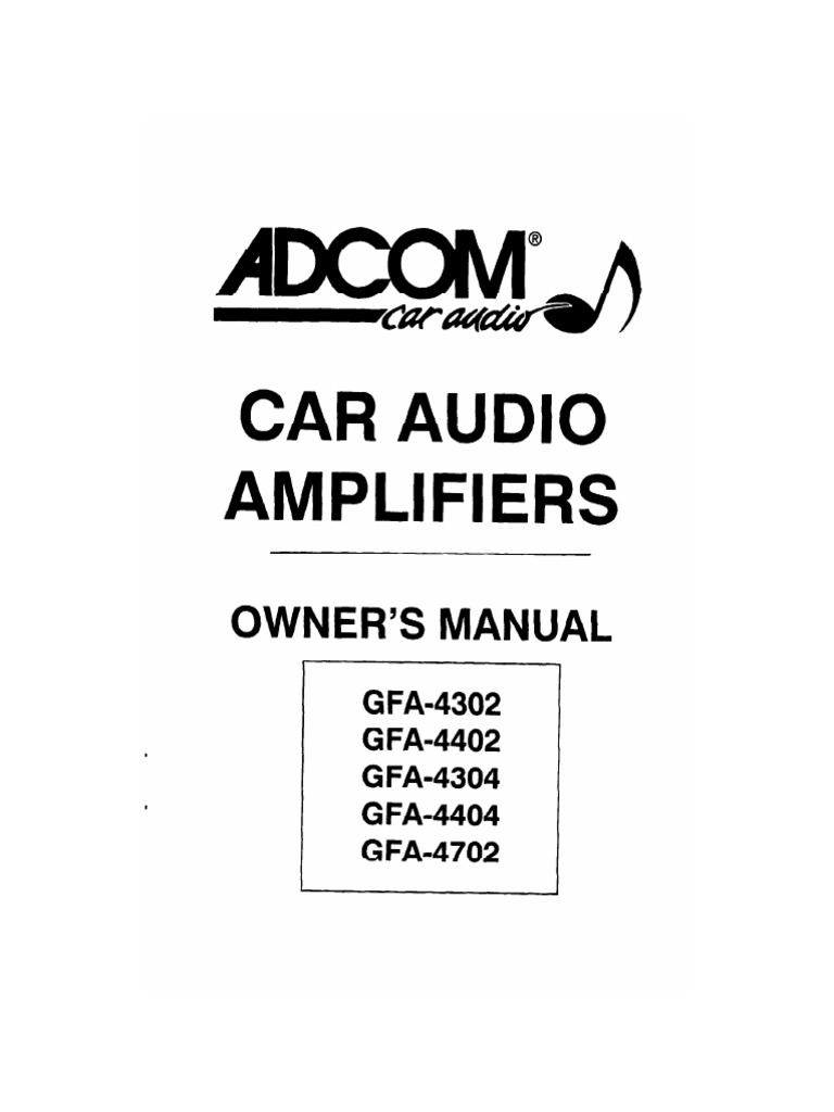 Adcom GFA-4302 Car Amplifier User Manual PDF | PDF