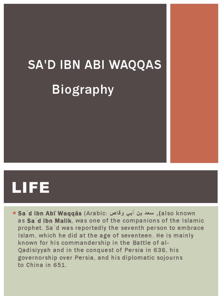 Sa'd Ibn Abi Waqqas | PDF | Middle East | Medieval Islam