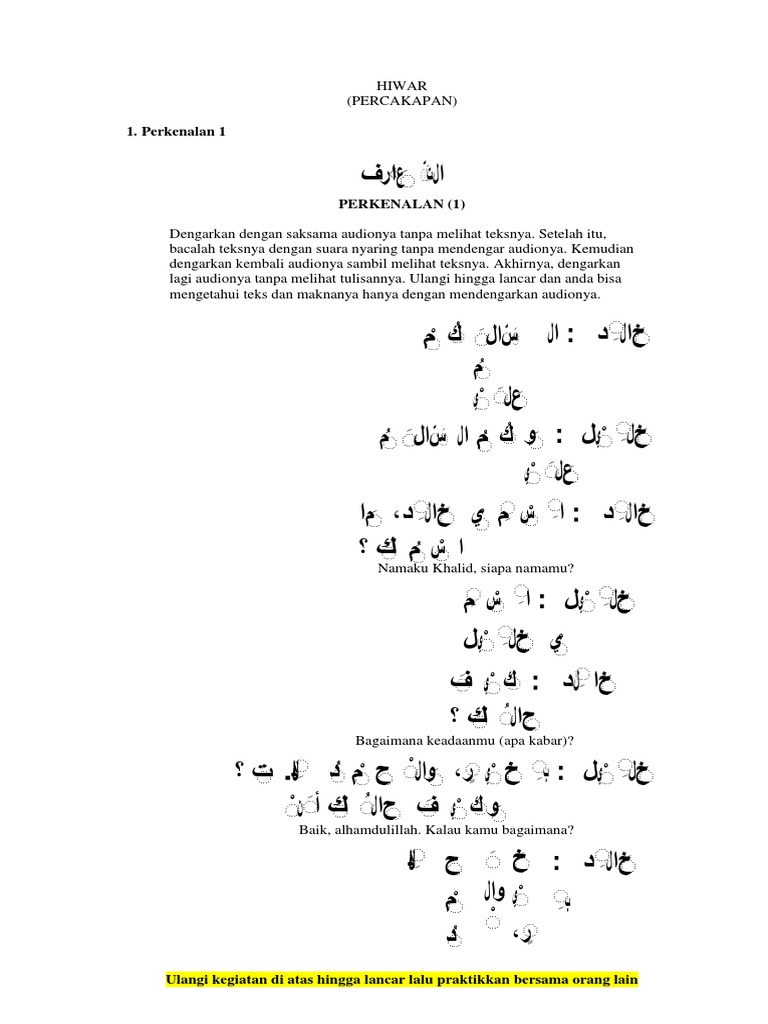 Buku Bahasa Arab Hiwar Percakapan Dikonversi | PDF