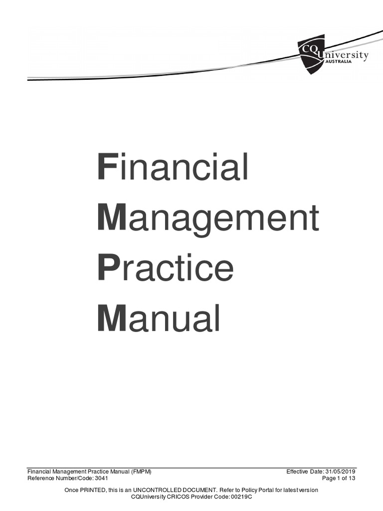 Financial Management Practice Manual (FMPM) | PDF | Records Management | Risk Management