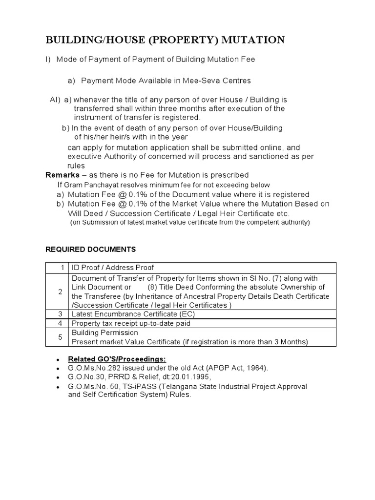 Building Mutation Fee Payment Guide | PDF