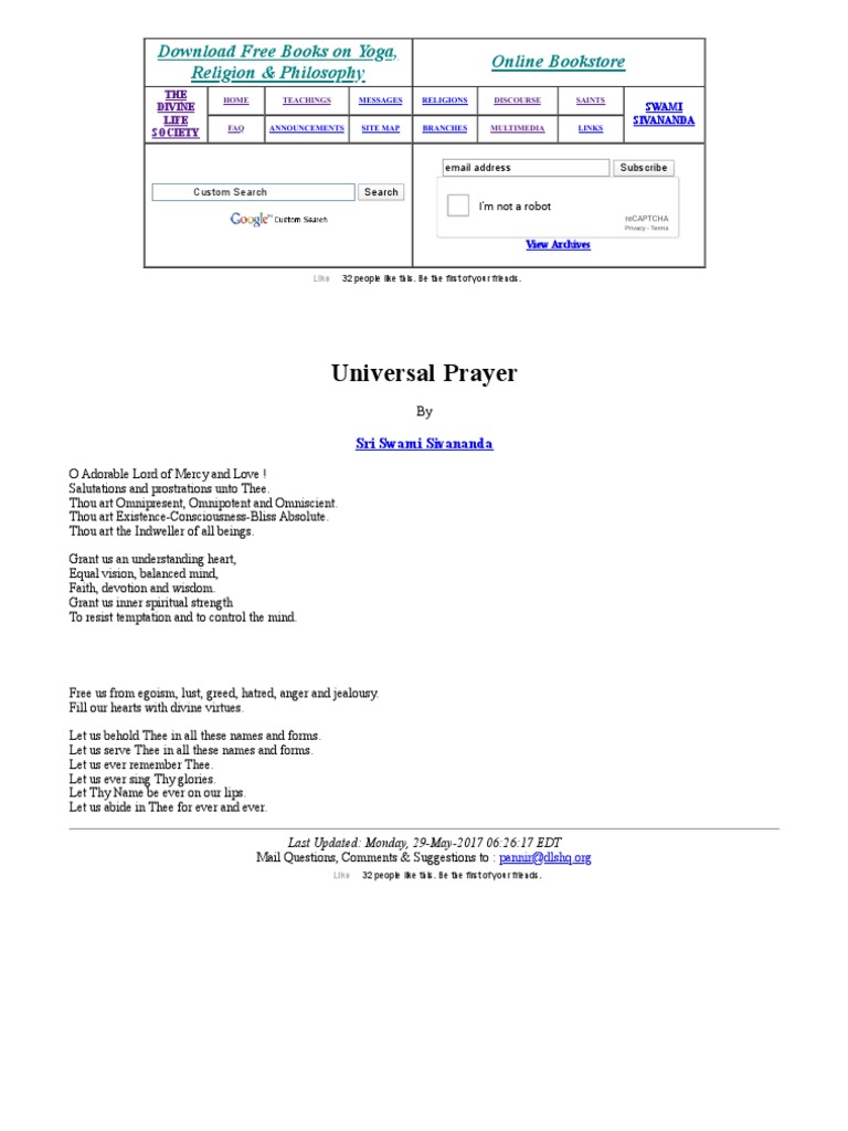 Universal Prayer | PDF | Spirituality | Religious Belief And Doctrine