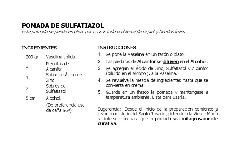 Pomada de Sulfatiazol: Usos y Preparación | PDF