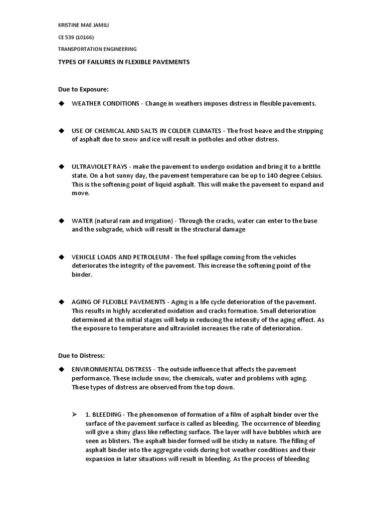 Types of Failures in Flexible and Rigid Pavements | Download Free PDF ...