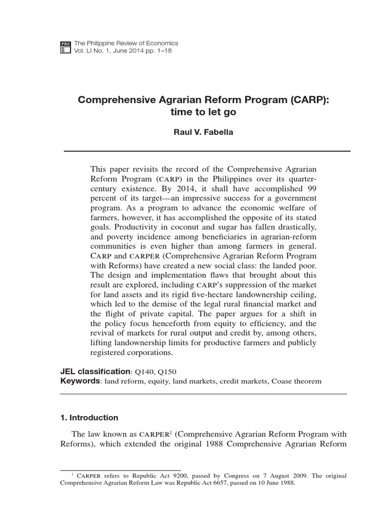 Comprehensive Agrarian Reform Program CA PDF | PDF | Poverty | Poverty ...