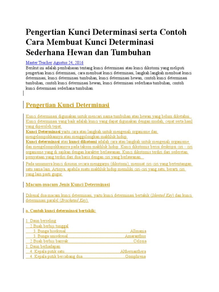 Kunci Determinasi | PDF