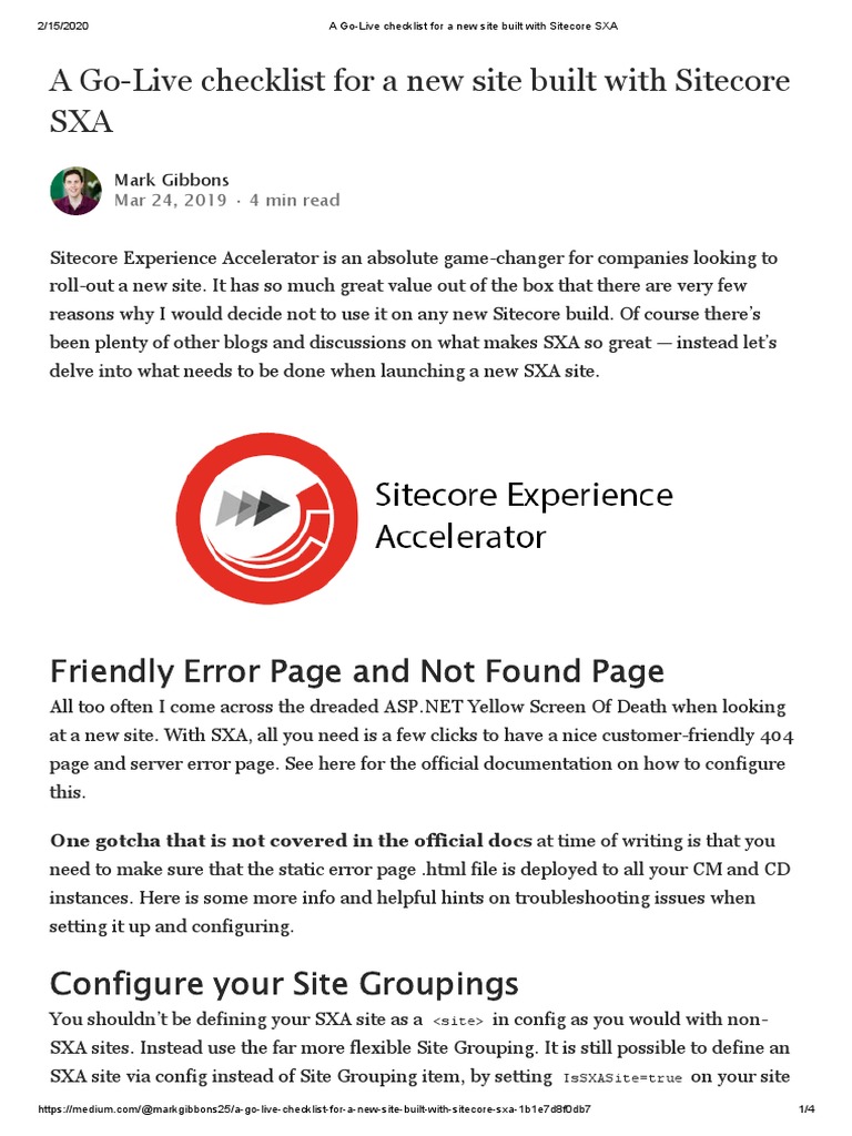 A Go-Live Checklist For A New Site Built With Sitecore SXA | PDF | Http ...