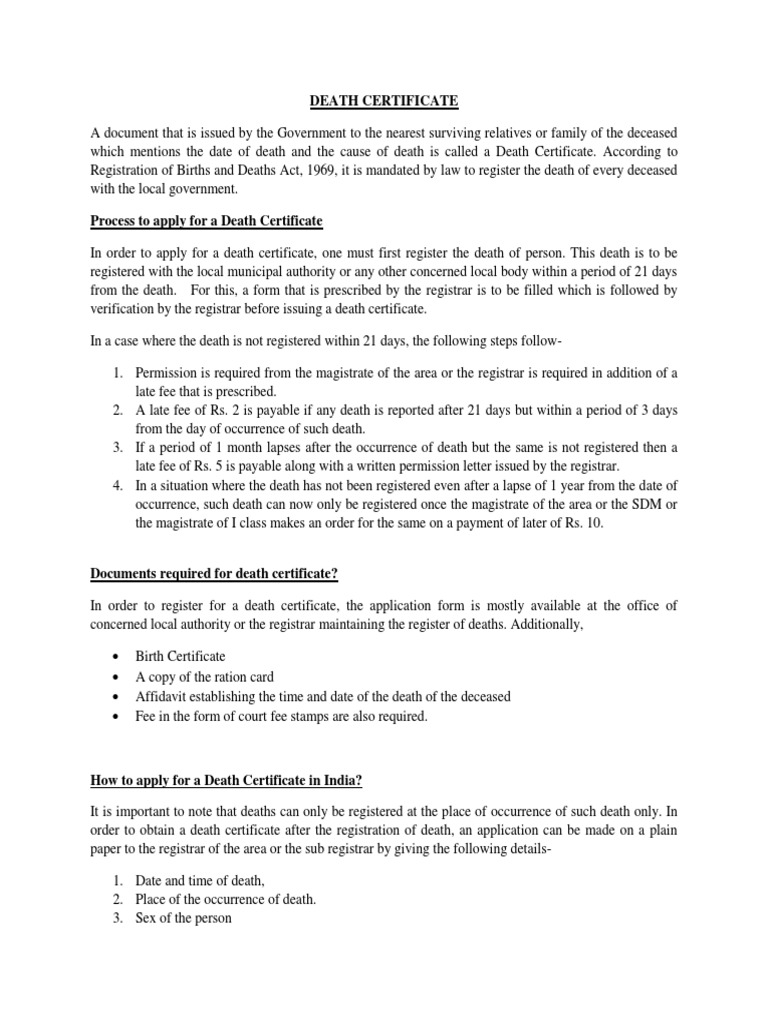 Death Certificate | PDF | Death Certificate | Common Law