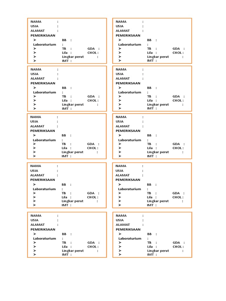 Form Kitir Posyandu | PDF
