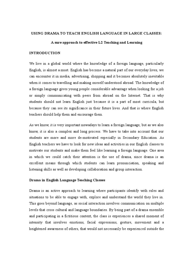 Using Drama To Teach English Language in | PDF | Second Language ...