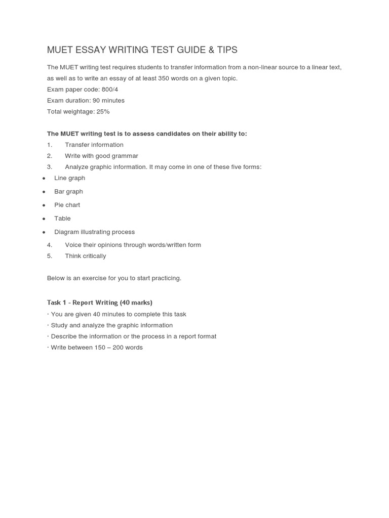 Muet Essay Writing Test Guide 2020 | PDF | Test (Assessment) | Fluency