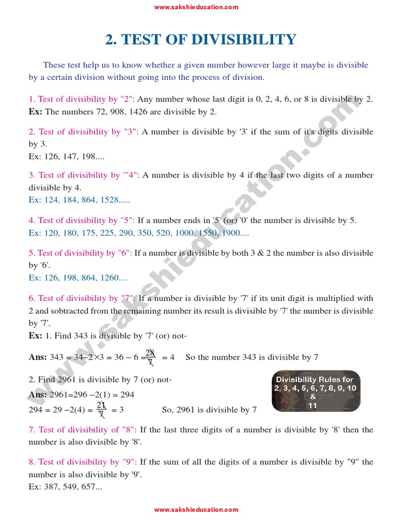 Test of Divisibility | PDF | Numbers | Discrete Mathematics