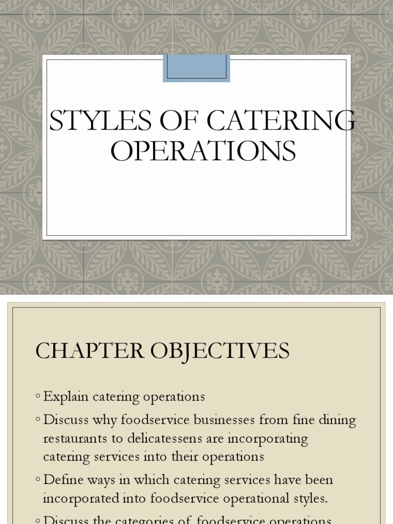 Lesson 3 - Styles of Catering Operations | PDF | Foodservice | Restaurants