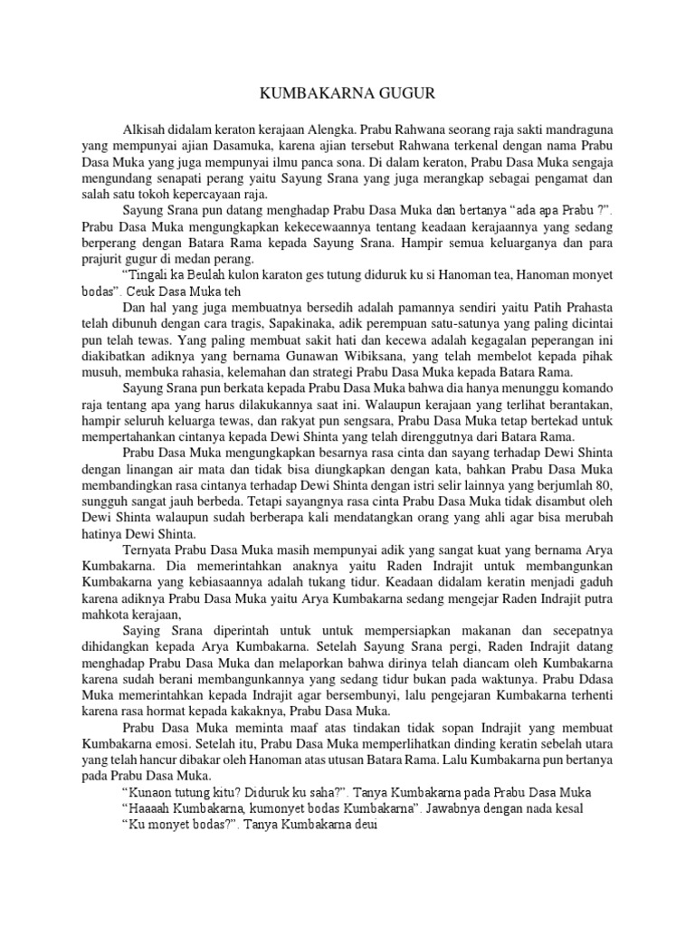 Cerita Wayang KUMBAKARNA GUGUR | PDF