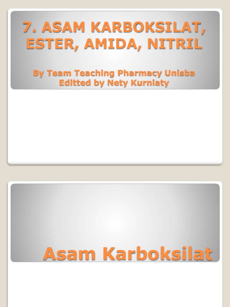 Asam Karboksilat, Ester, Amida, Nitril | PDF | Sains & Matematika