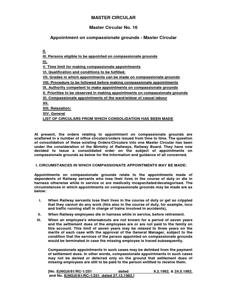 Master Circular 16 Compassionate Ground | PDF | Apprenticeship ...