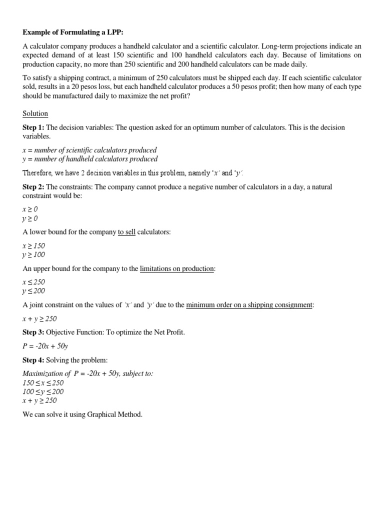 Example of Formulating A LPP | PDF