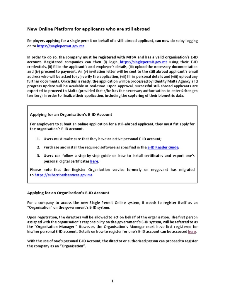 New Single Permit Online Platform Guide | PDF | User (Computing ...