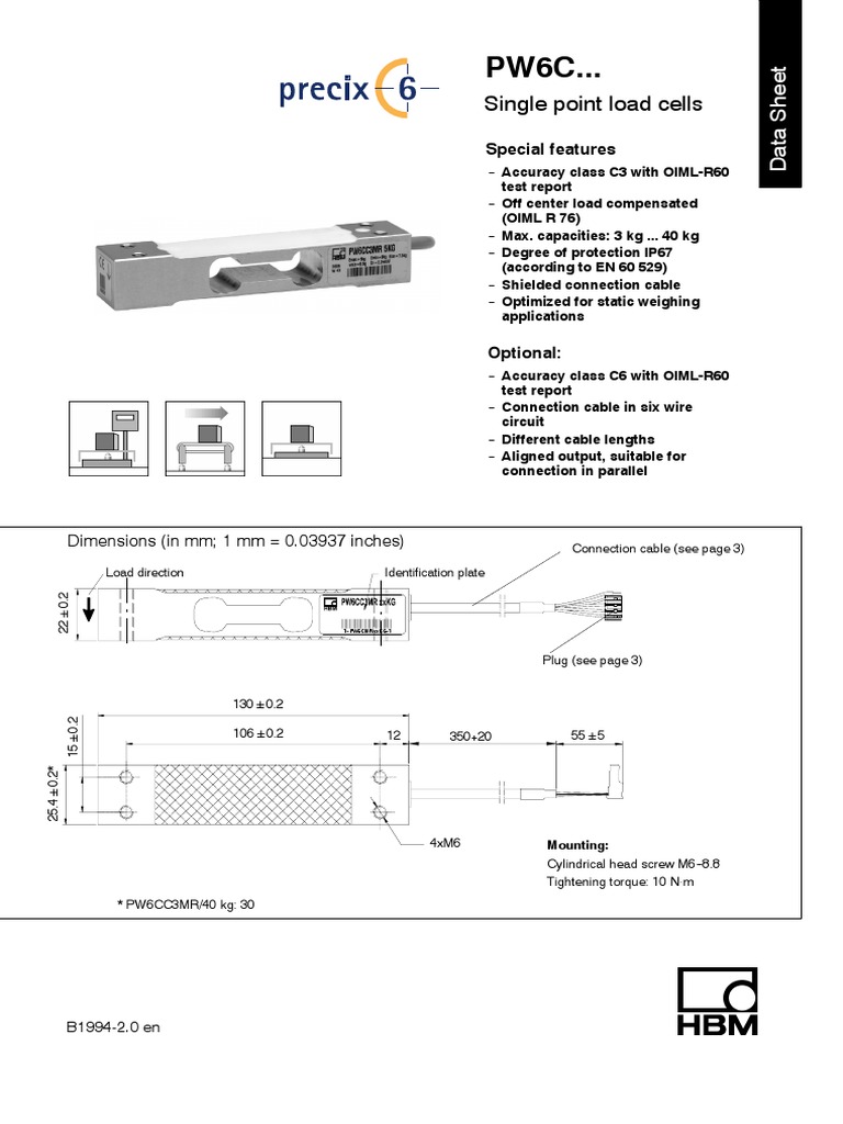 Cella Di Carico HBM pw6 | PDF | Sensitivity And Specificity | Electronics
