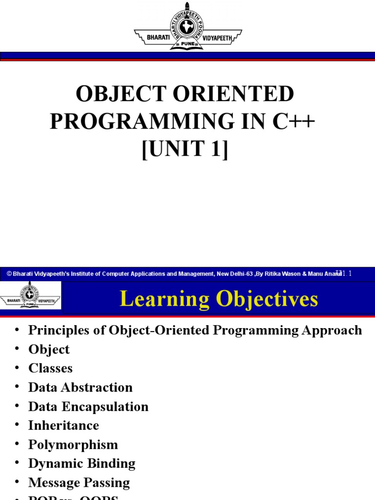 OOPs in C++ UNIT-I | PDF | Object Oriented Programming | Pointer ...