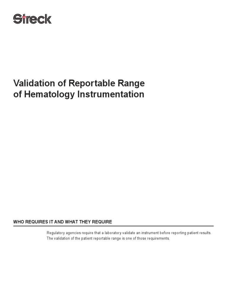 04 Validation of Reportable Range of Hematology Instrumentation | PDF ...