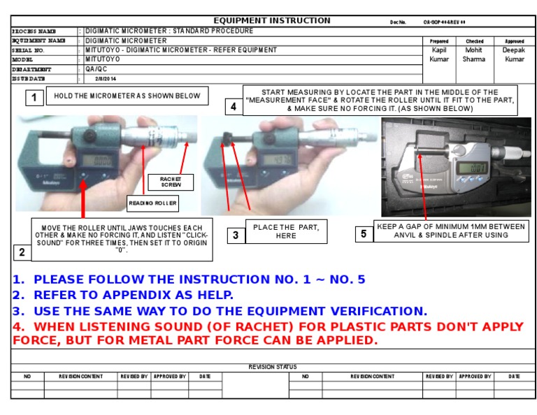 Micrometer Sop9 Apr 04 | PDF