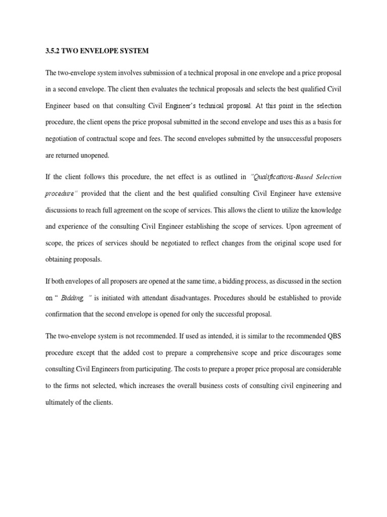 Two Envelope System for Bidding | PDF