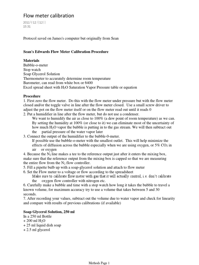 Flow Meter Calibration | PDF