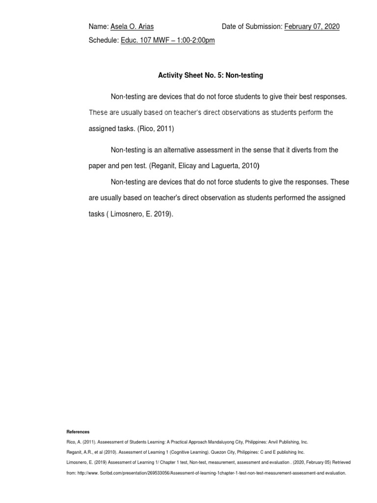 Definition of Non-Testing | PDF