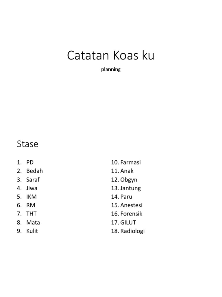 Catatan Koas Ku | PDF