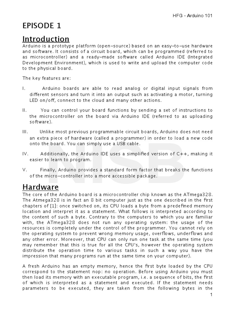 Arduino 101 Basics Of Programming In Arduino Pdf Microcontroller Arduino 