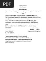 Annexure - Iii (For Form - 6) Declaraion | PDF