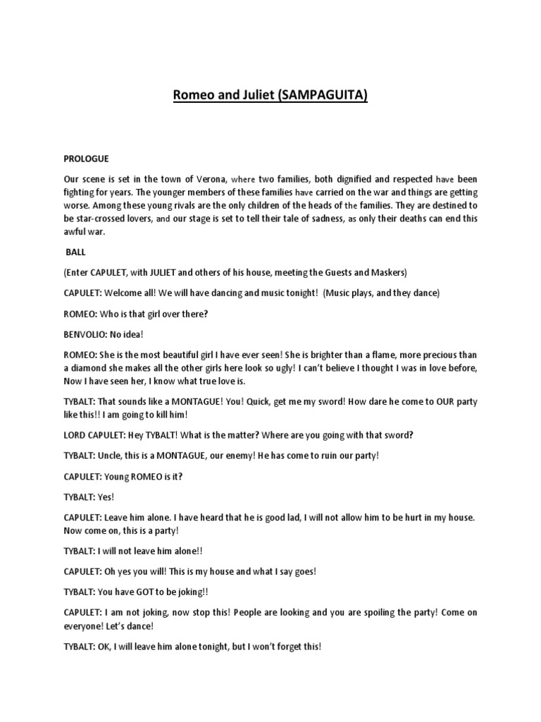 Romeo and Juliet Script | PDF | Characters In Romeo And Juliet | Romeo ...